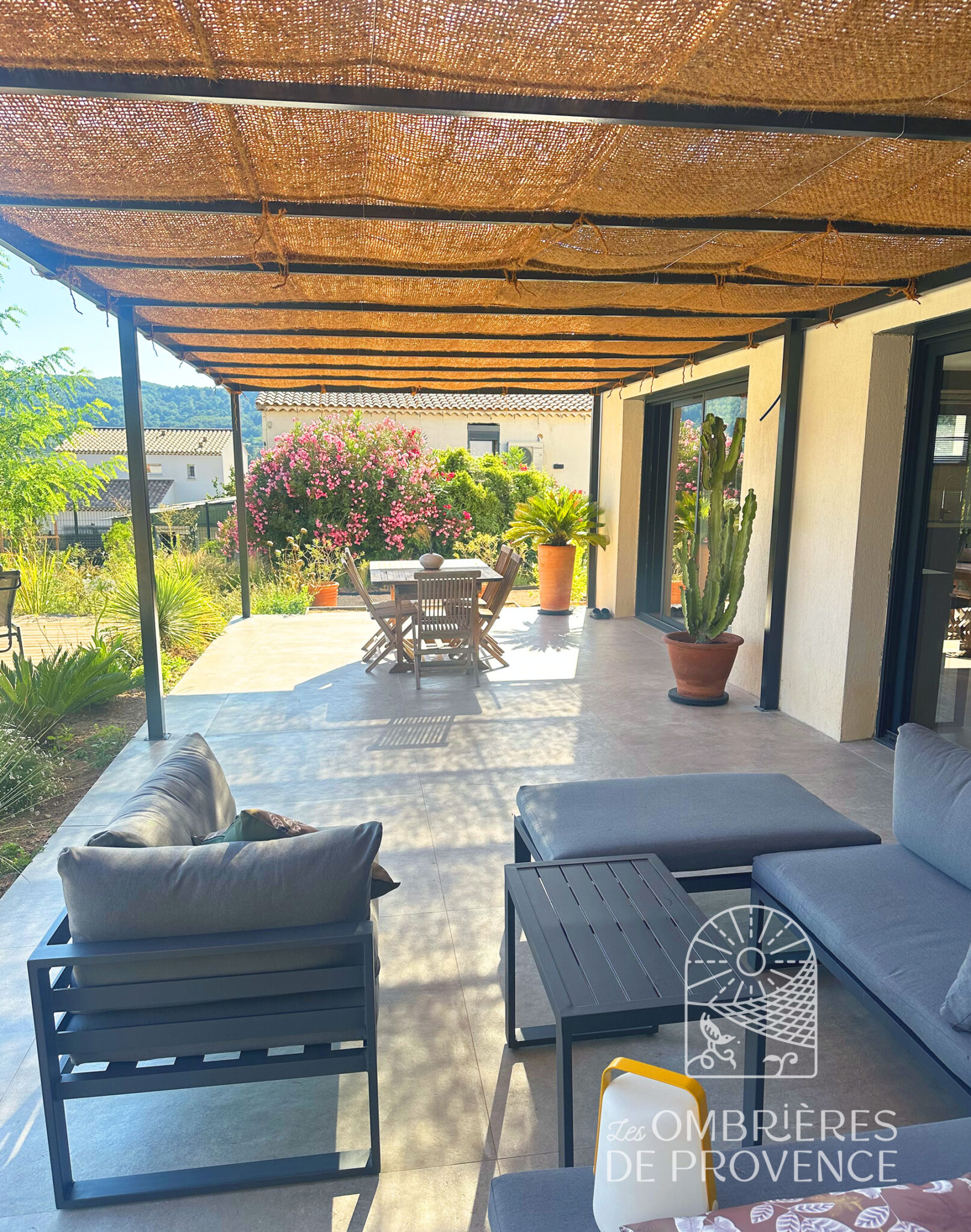 Tela reforzada para instalación en pérgola - Fibra de coco ☀️